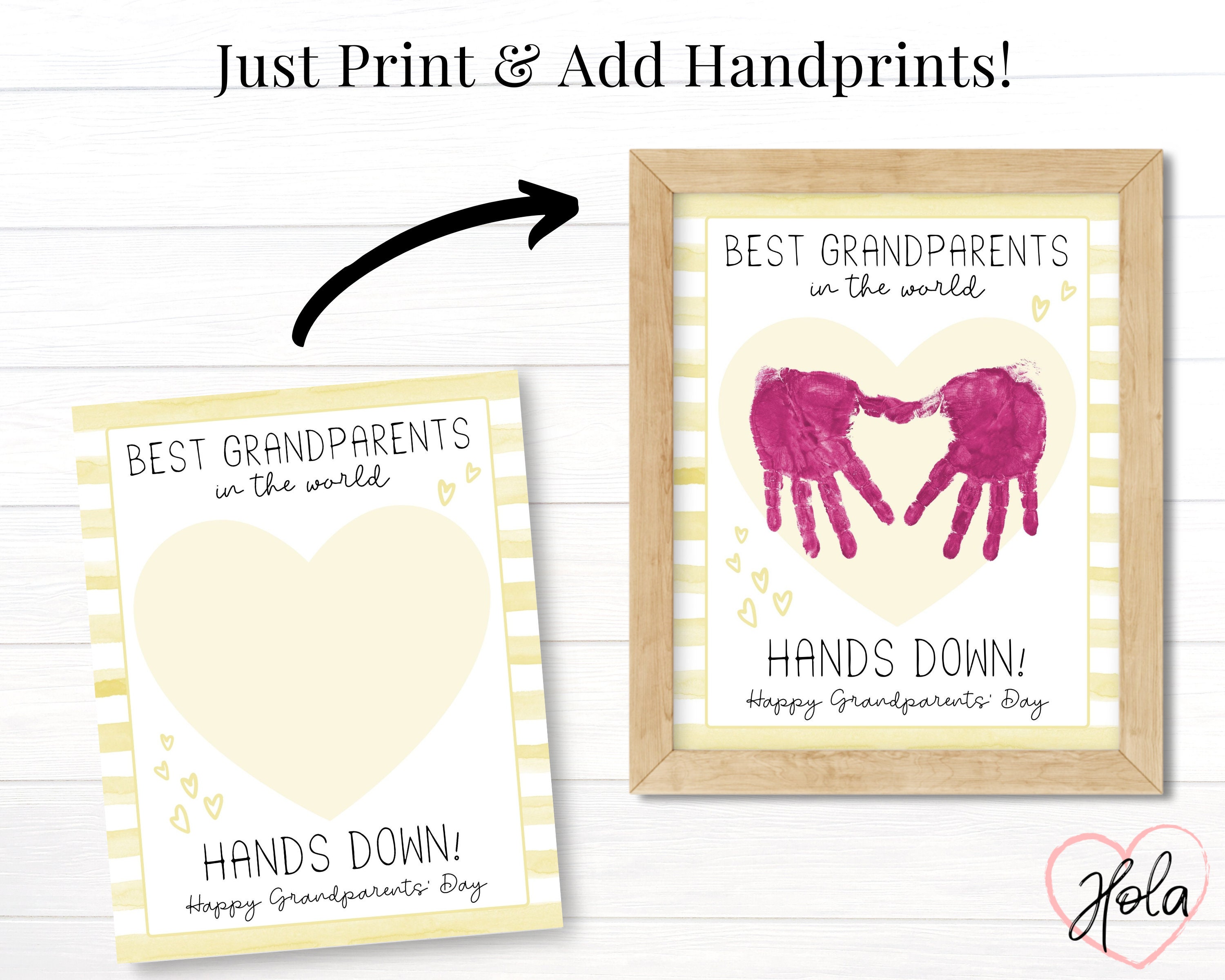 Grandparent Day Gift, DIY Handprint Template, Printable Wall Art, Gift ...