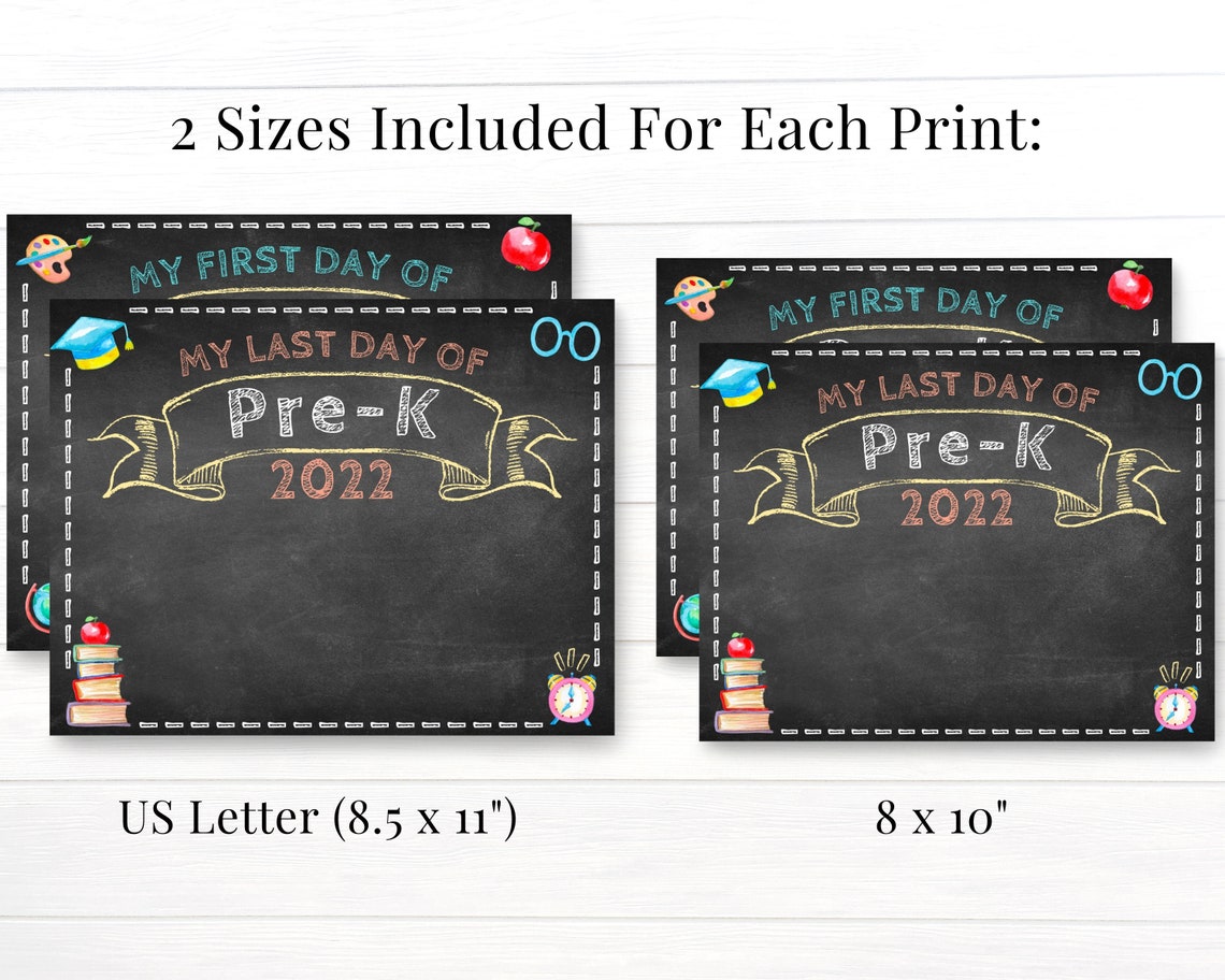 First Day of Pre K Sign Last Day of Pre-K Back to School | Etsy