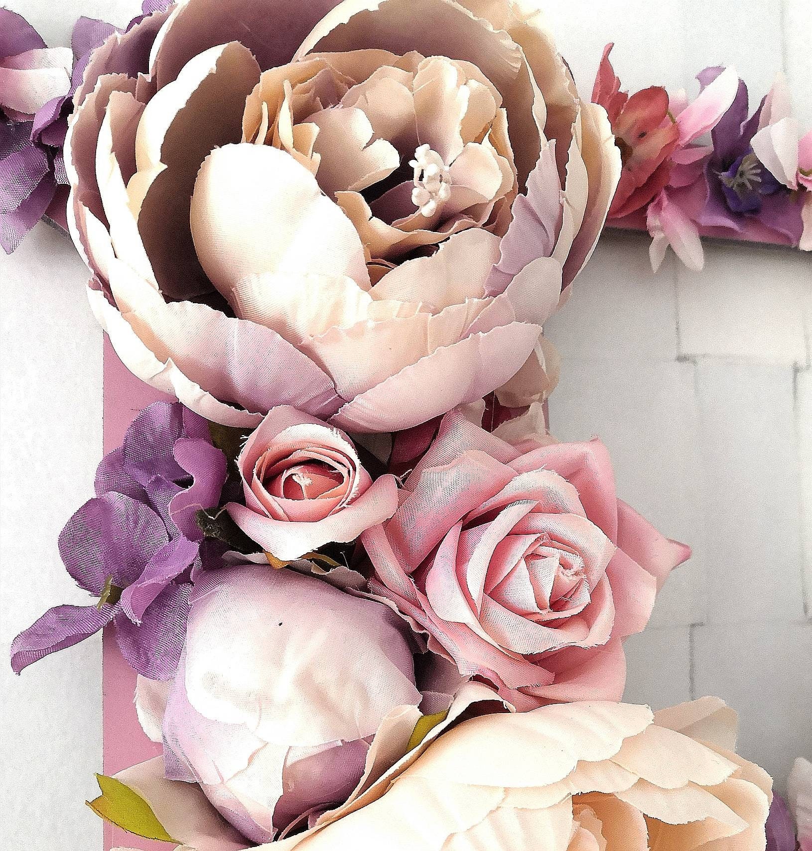 Large Wall mounted floral letter Flower initials for Nursery | Etsy