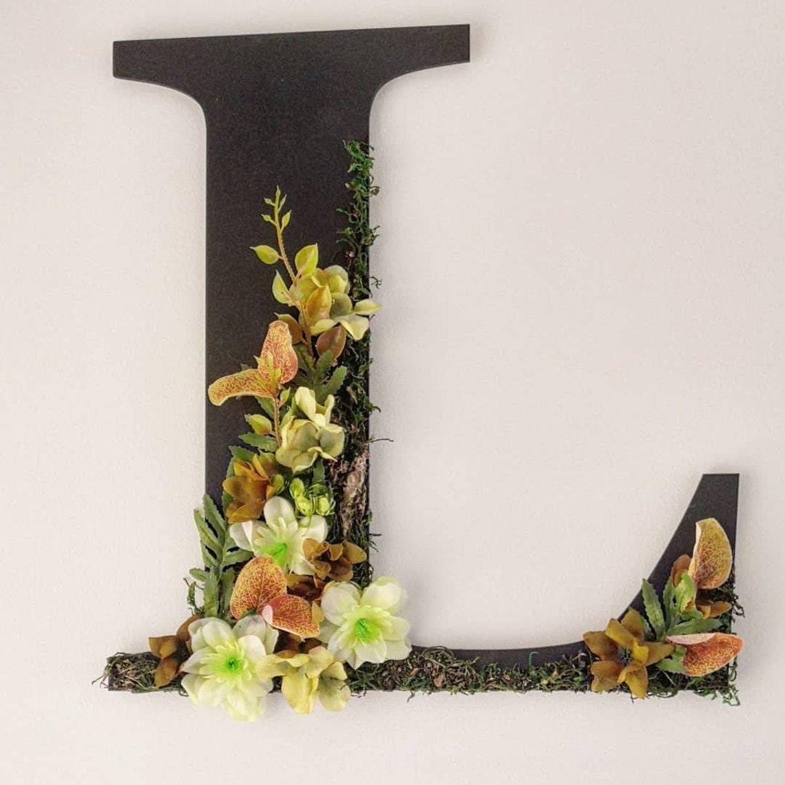 Large Wall mounted floral letter Flower initials for Nursery | Etsy