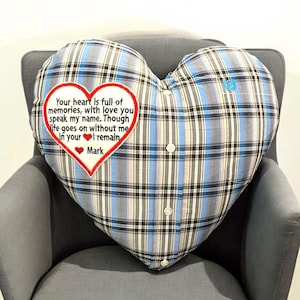 Heart MEMORY Pillow, Memory Cushion, Loss of Father, Custom Pillow ...
