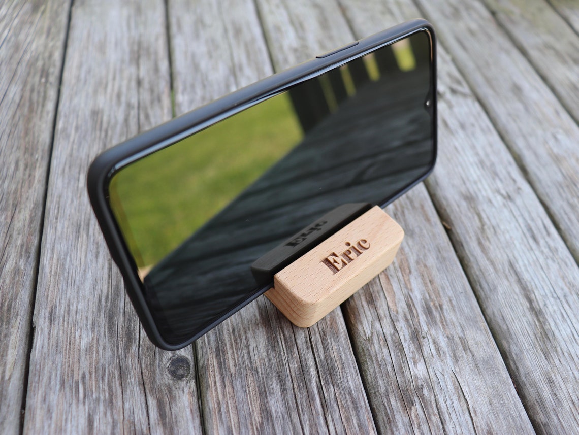 Personalized Bamboo Phone Desktop Holder Personalized Smart | Etsy