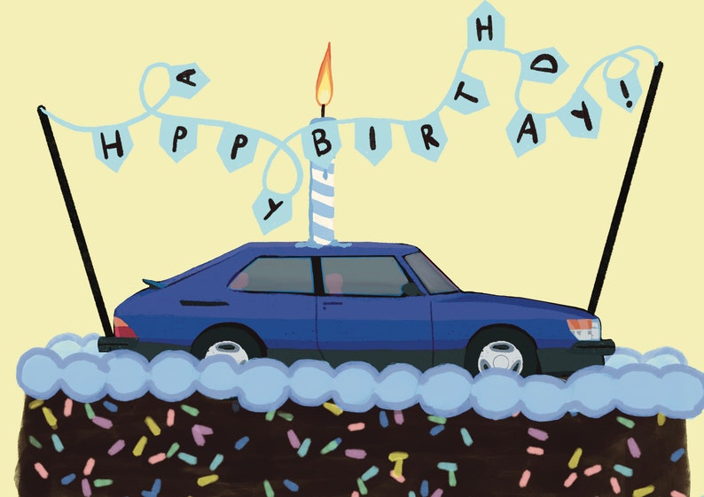 Saab Happy Birthday Greeting Card Digital Download - Etsy