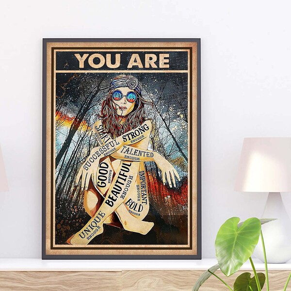 Hippie Style Girl Poster Etsy