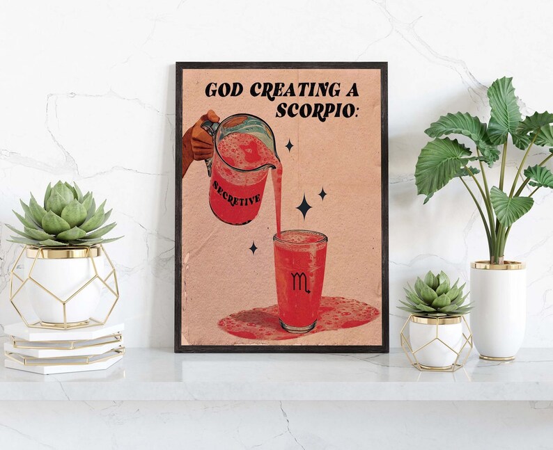 God Creating A Scorpio Zodiac Astrology Vintage Poster, Scorpio Home ...