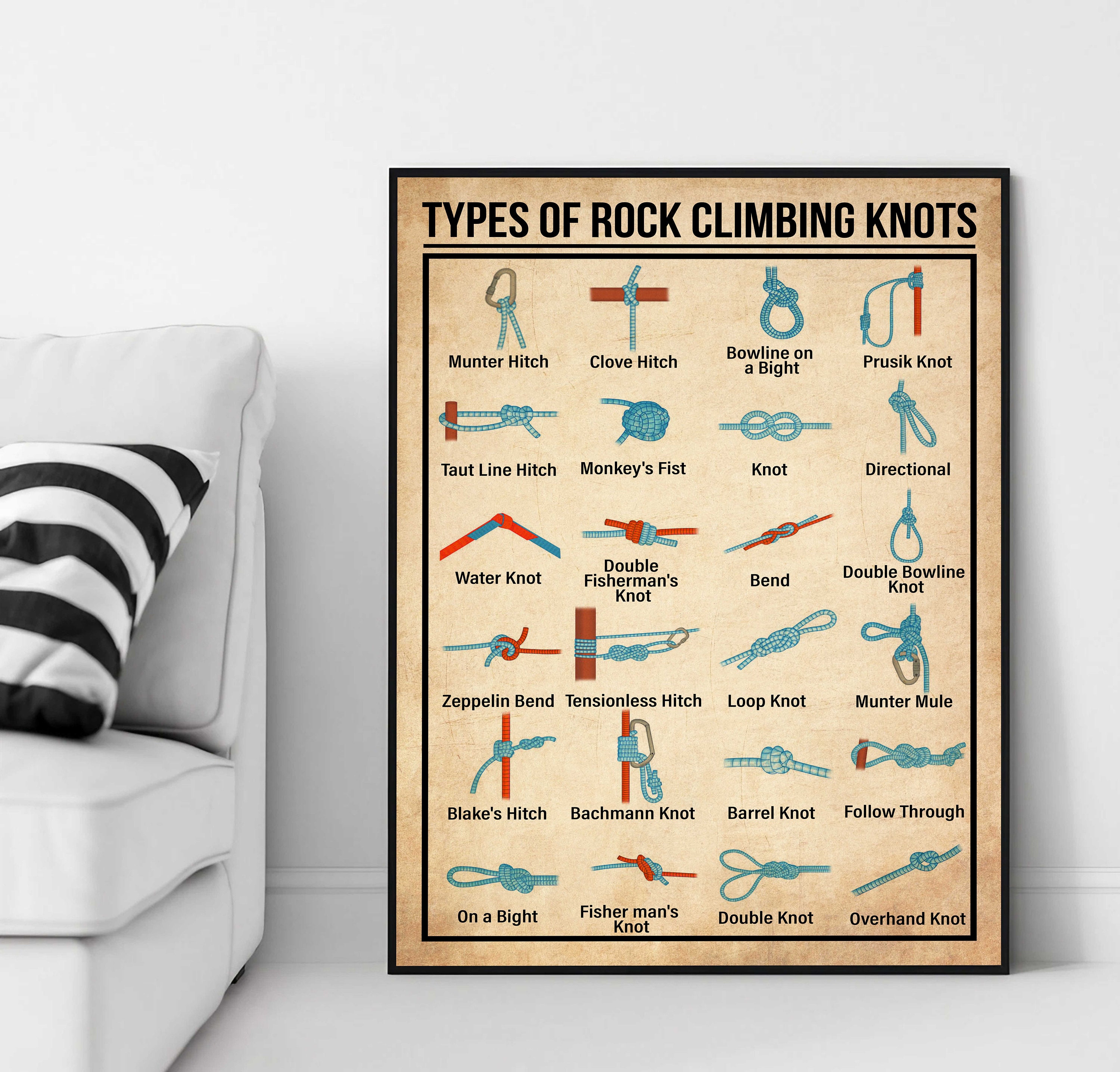 Types of Rock Climbing Knots Poster Rock Climbing Gift - Etsy