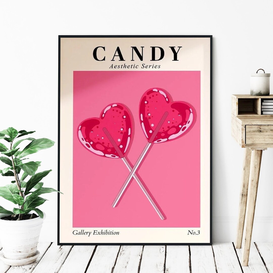 Pink Candy Wall Art, Candy Gallery Poster, Trendy Pink Art, Retro ...