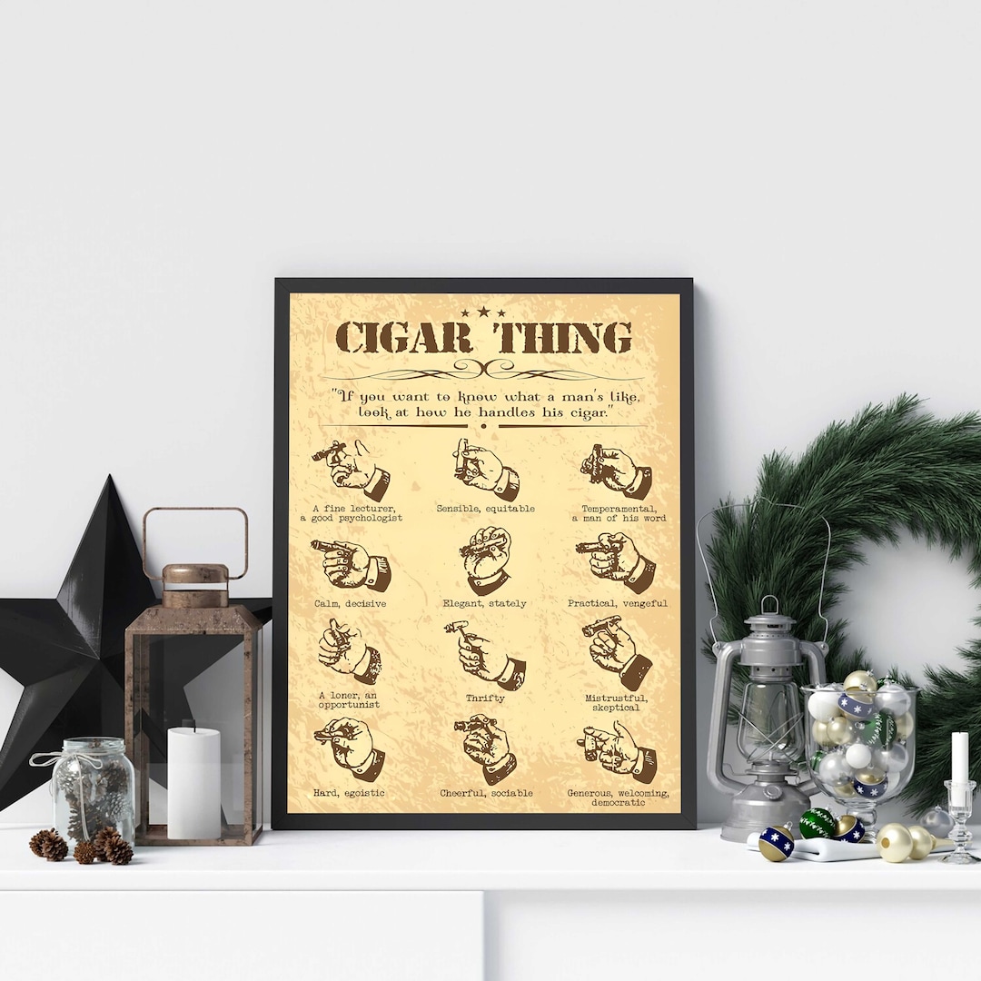 Vintage Cigar Poster, Cigar Thing Knowledge Vintage Poster, Cigar Lover ...