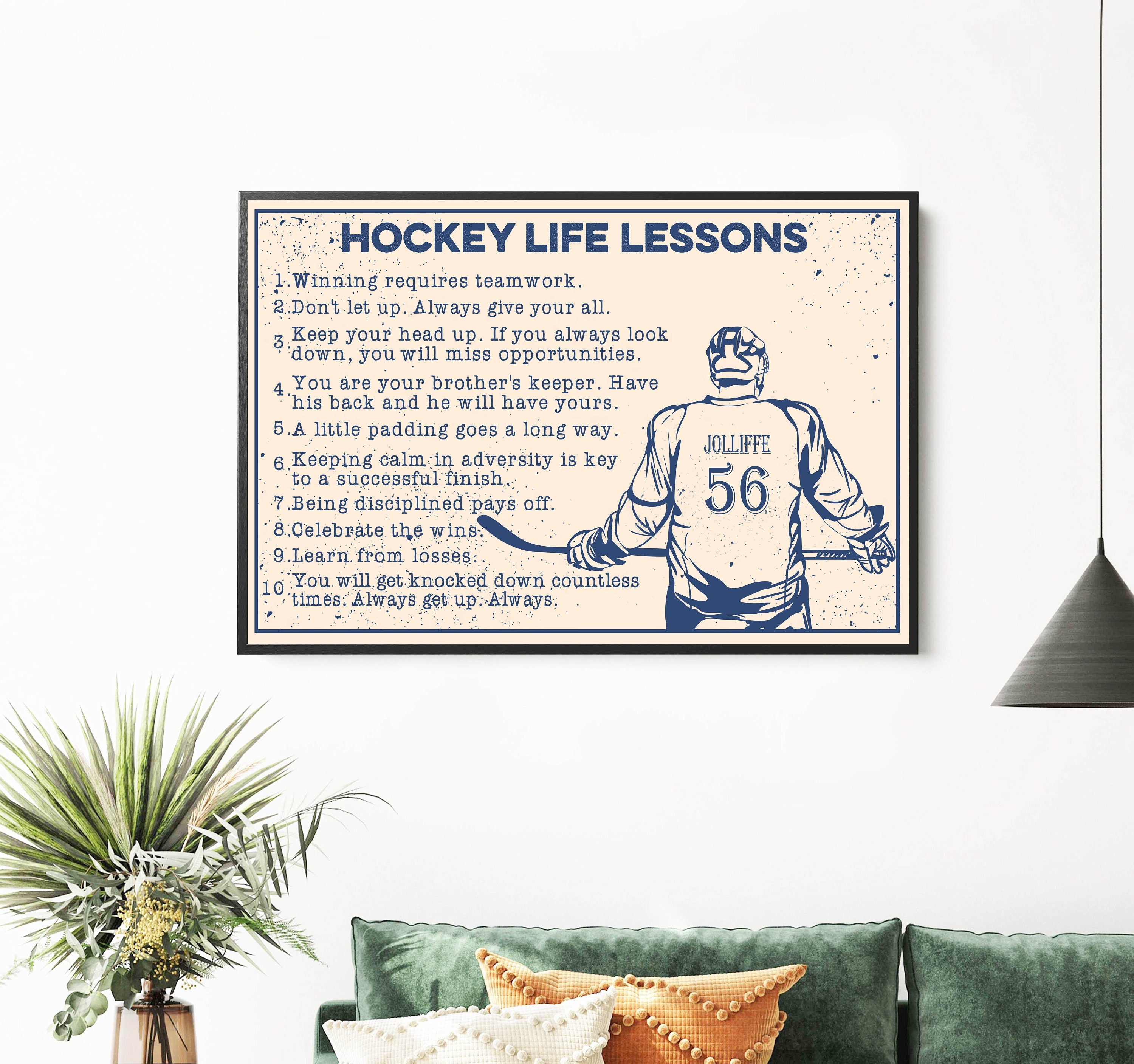 Personalized Hockey Life Lessons Poster, Gifts for Hockey Players ...