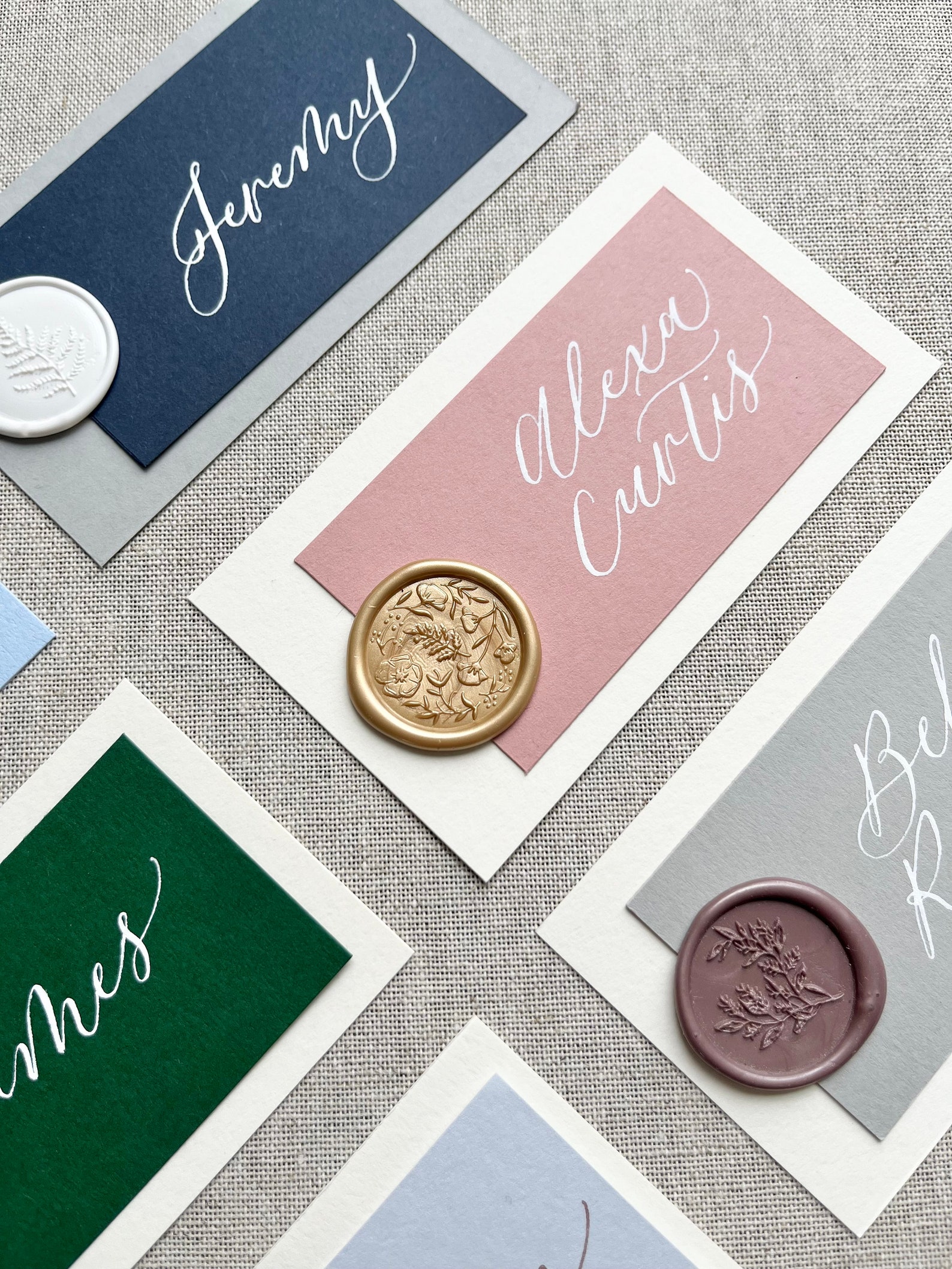 Wax Seal Place Cards | Calligraphy Place Cards | Hand Lettered Place ...