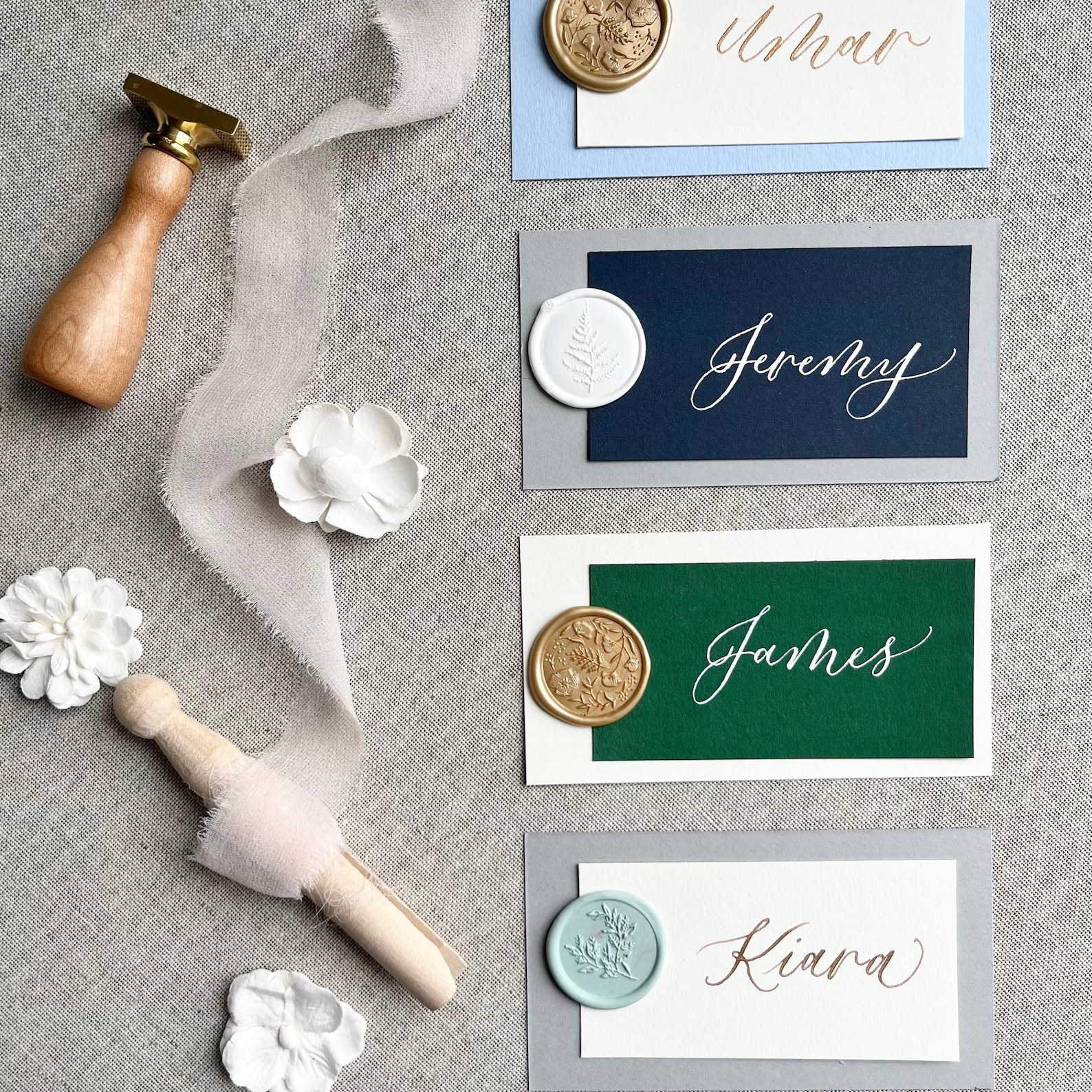 Wax Seal Place Cards | Calligraphy Place Cards | Hand Lettered Place ...