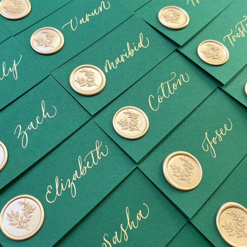Wax Seal Place Cards | Calligraphy Place Cards | Tented Place Cards ...