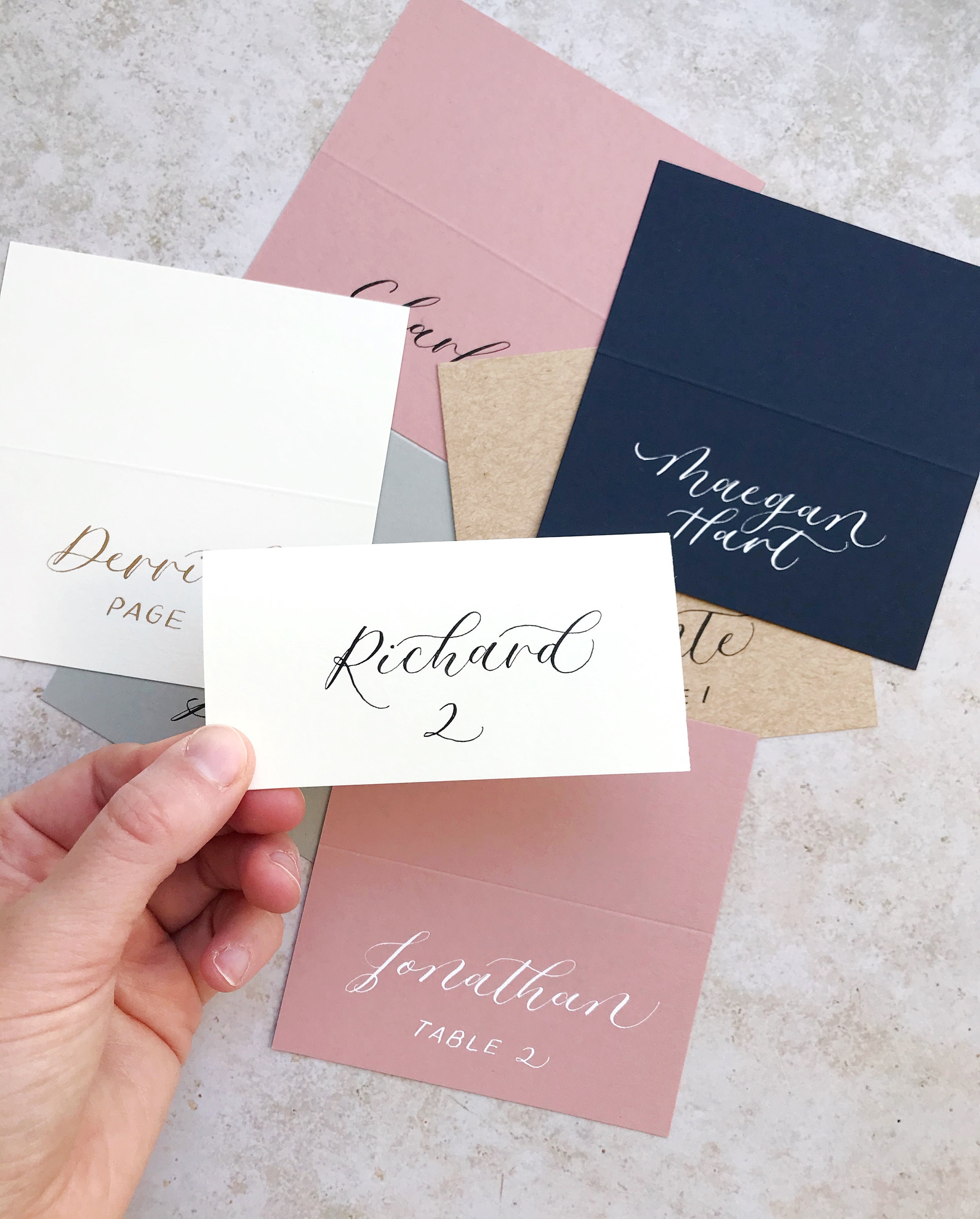 Calligraphy Place Cards | Tented Place Cards | Hand Lettered Place ...