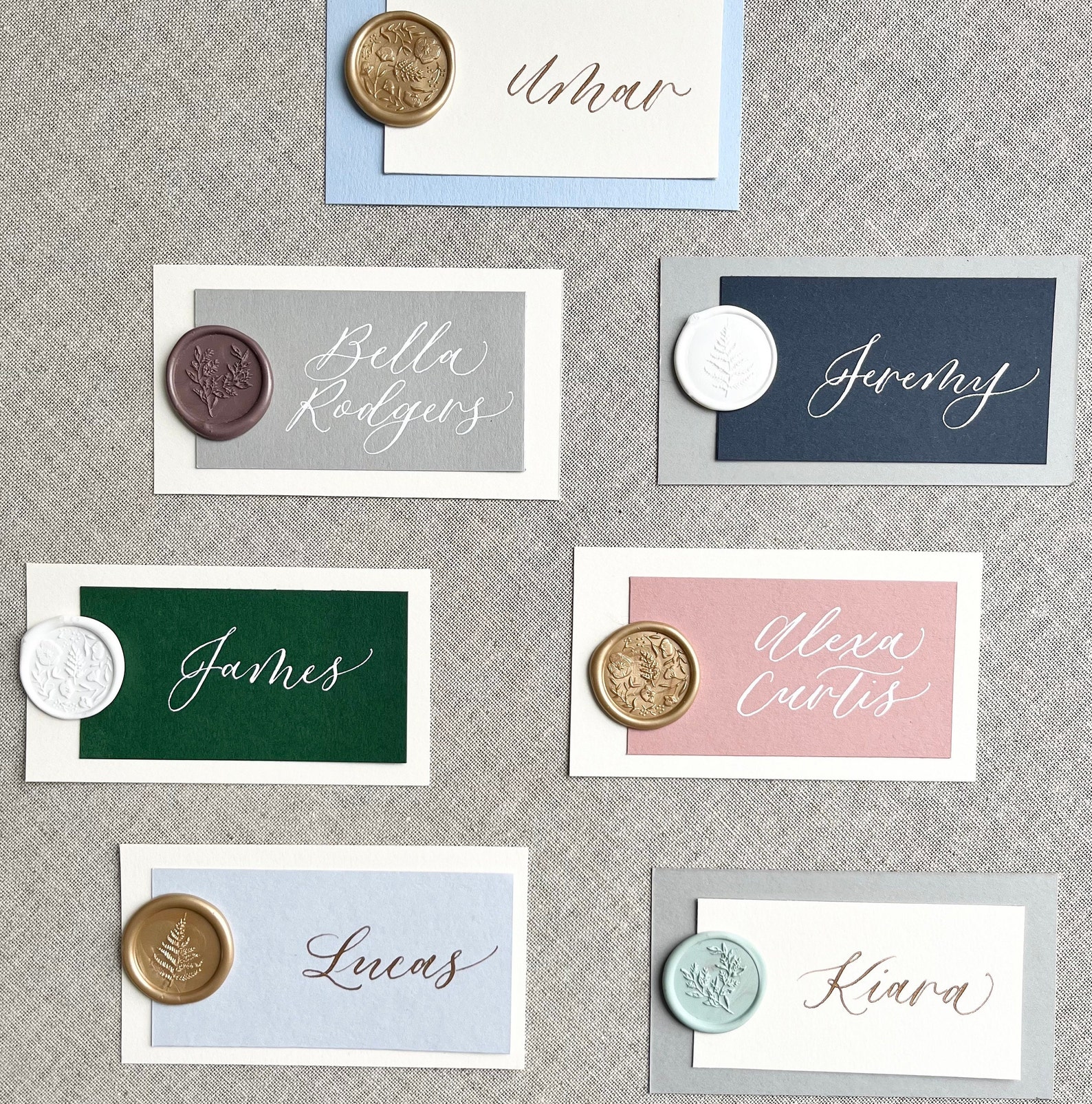 Wax Seal Place Cards | Calligraphy Place Cards | Hand Lettered Place ...