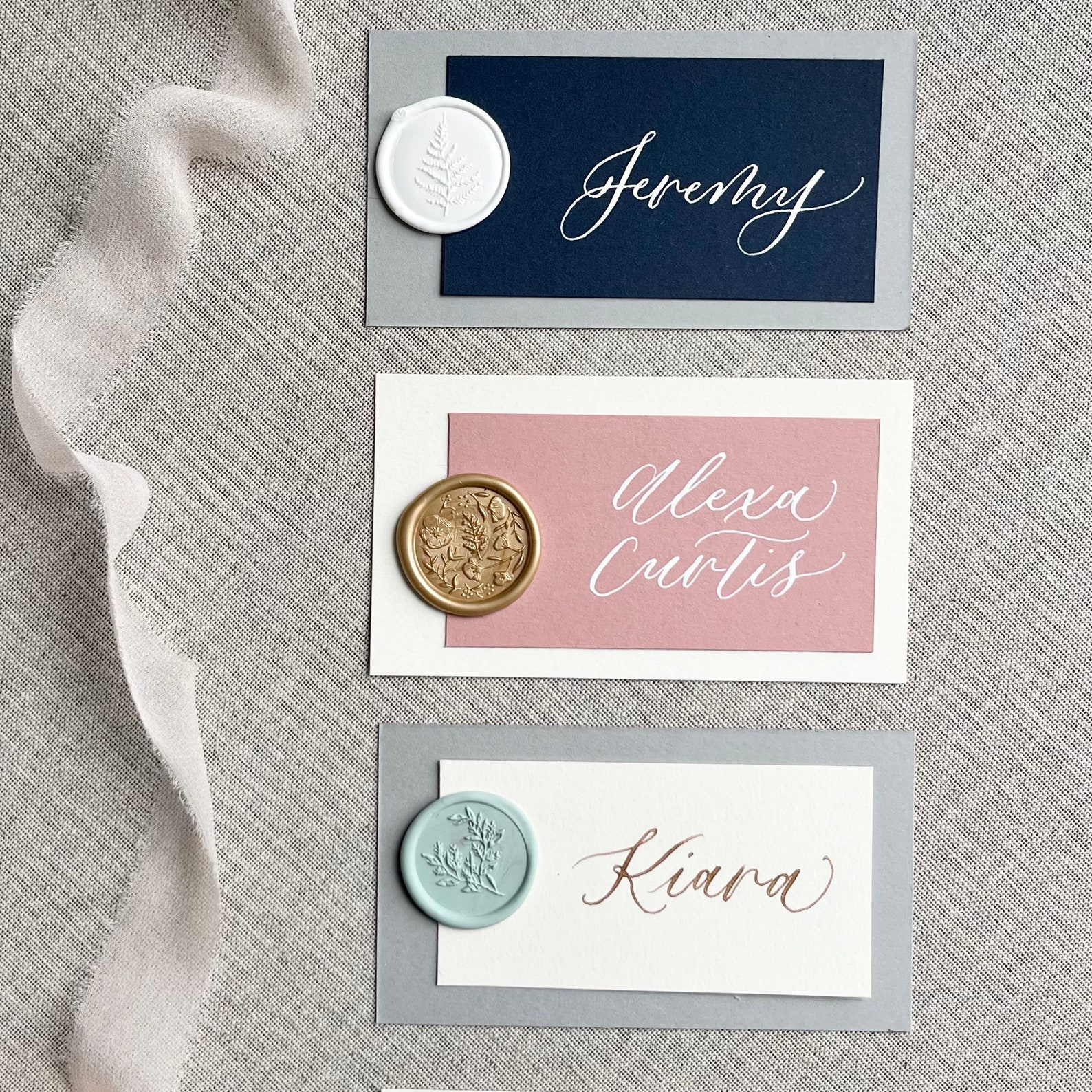 Wax Seal Place Cards | Calligraphy Place Cards | Hand Lettered Place ...