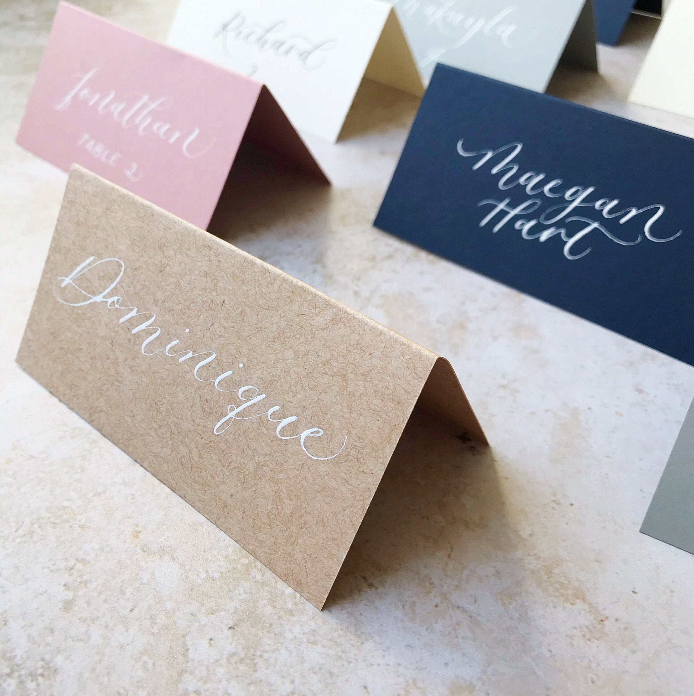 Calligraphy Place Cards | Tented Place Cards | Hand Lettered Place ...