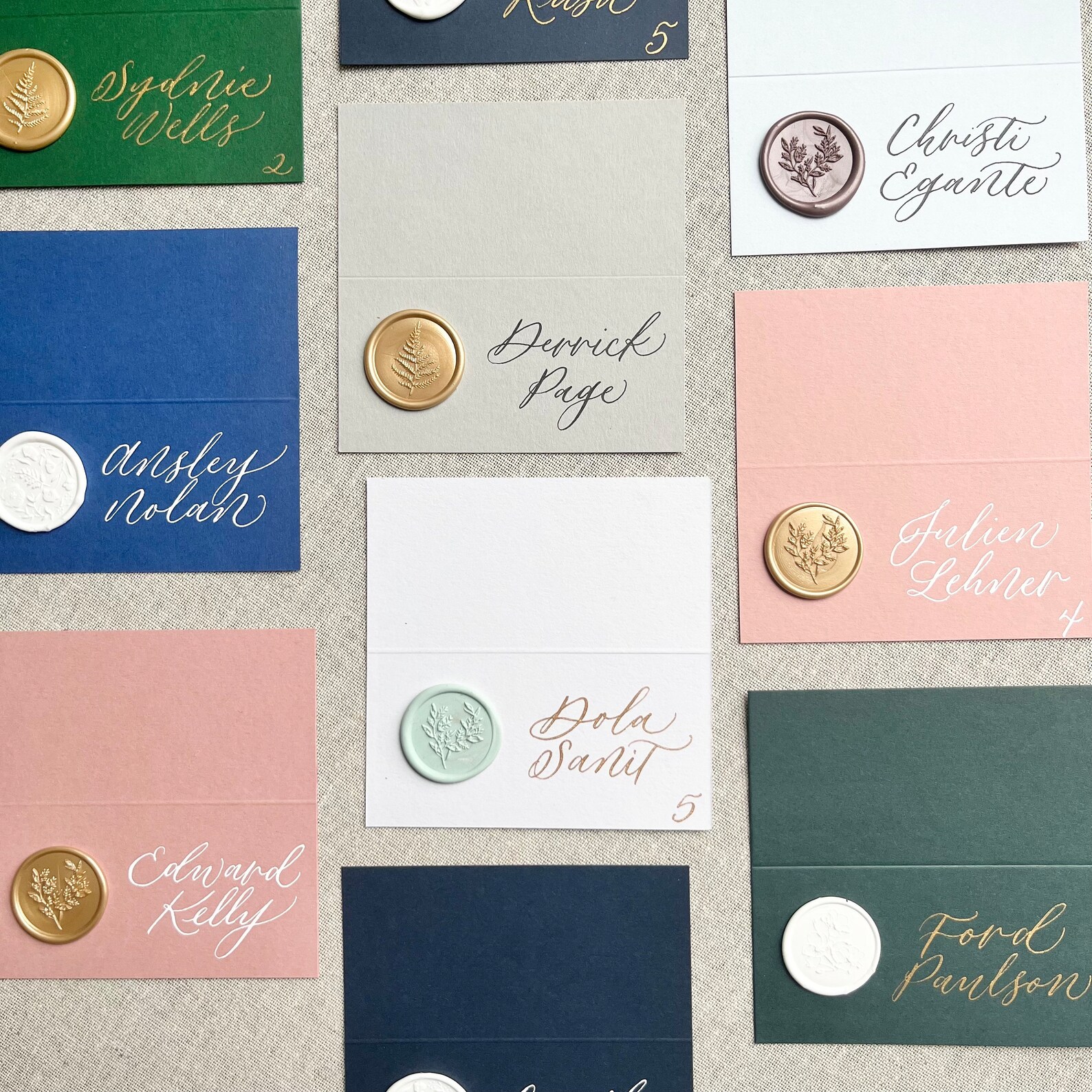 Wax Seal Place Cards | Calligraphy Place Cards | Tented Place Cards ...
