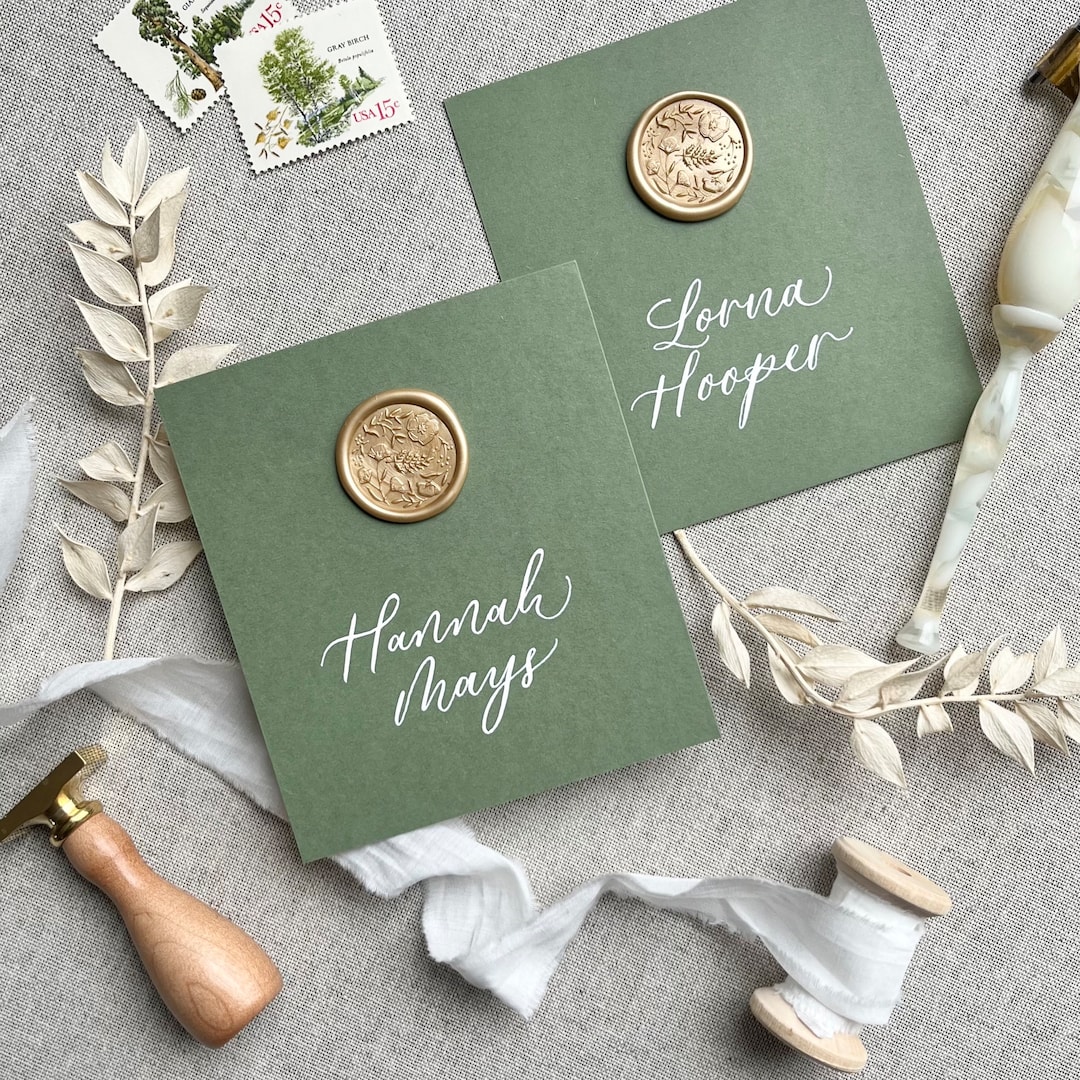 Wax Seal Place Cards | Calligraphy Place Cards | Place Cards | Hand ...