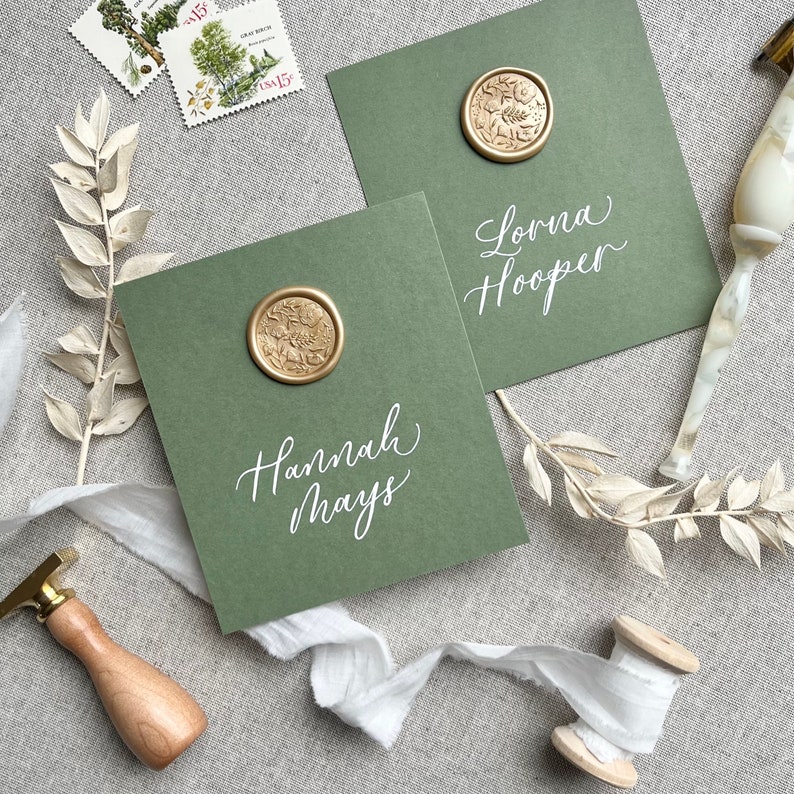 Wax Seal Place Cards | Calligraphy Place Cards | Place Cards | Hand ...