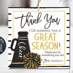 EDITABLE Coach Appreciation Gift Tag, Cheerleading Coach Appreciation ...