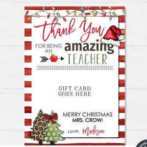 EDITABLE Thanks for Being an AMAZING Teacher, Teacher Christmas Gift ...