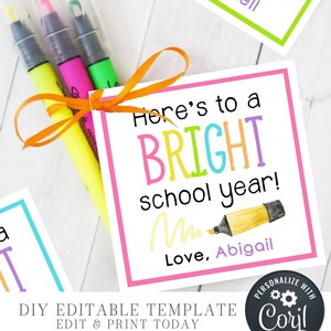 EDITABLE Bright School Year Teacher Gift Tag First day of | Etsy