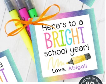 EDITABLE Bright School Year Teacher Gift Tag First day of | Etsy