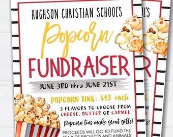 EDITABLE Popcorn Fundraiser Template - Etsy