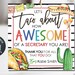 EDITABLE Taco About Secretary Appreciation Gift Tag, Secretary ...