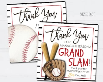 Baseball Coach Gift Tag, School Sports Team Appreciation, Thank You to ...