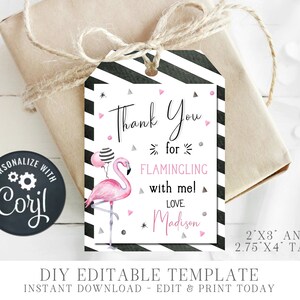 EDITABLE Flamingo Birthday Party Favor Tags - Let's Flamingle Thank You ...