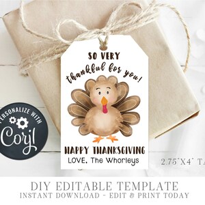 Editable Thanksgiving Gift Tags: DIY Thankful Favor Tags (digital ...