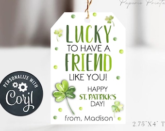 Editable Kids St. Patrick's Day Gift Tag Happy St. | Etsy