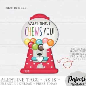 Gumball Valentine Cards, Kids Valentine Cards, Gumball Valentine ...
