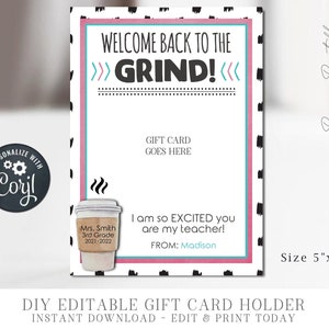 EDITABLE - Welcome Back to the GRIND - First Day of School Printable ...