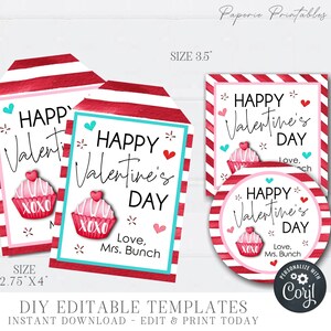 Editable Valentine's Day Gift Tag, Happy Valentine's Day Tag, Valentine ...