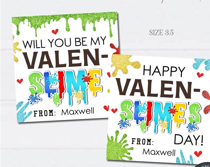 Slime Valentines Kids Valentines Printable and Editable Happy ...