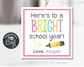 EDITABLE Back to School Teacher Gift Tag, Bright School Year Tag, First ...