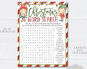 Printable Christmas Word Search, Stocking Stuffers, Holiday Games ...
