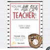 EDITABLE Teacher Appreciation Gift Tag, Football Teacher Appreciation ...