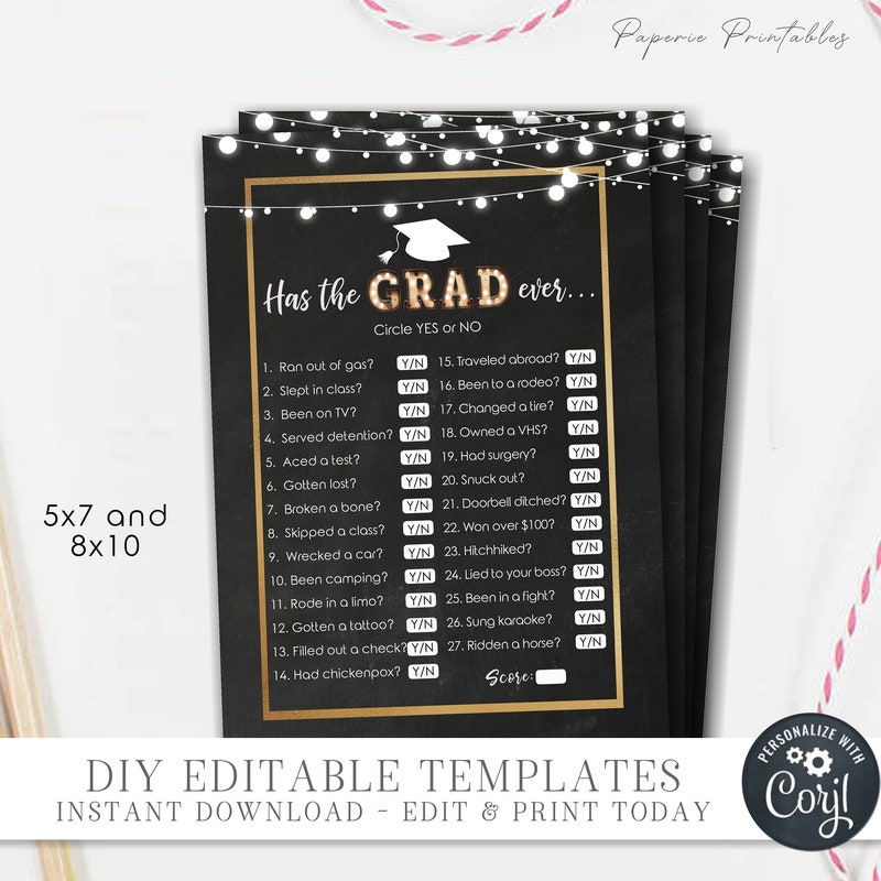 Has the Grad Ever Game - Etsy