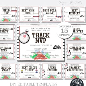 Editable Track and Field Award Certificates: DIY Printable (corjl) - Etsy