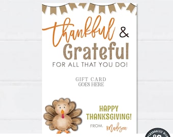 PRINTABLE Teacher Thanksgiving Gift Card Holder School - Etsy