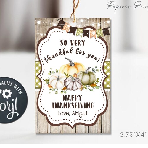 Editable Thanksgiving Gift Tags DIY Party Favor Tags - Etsy