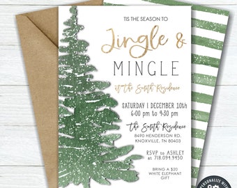 Minimalist Christmas Party Invitation Template, Modern Santa Hat ...