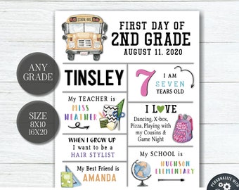 First Day of School Sign: Pink Bow Photo Prop (digital Download) - Etsy