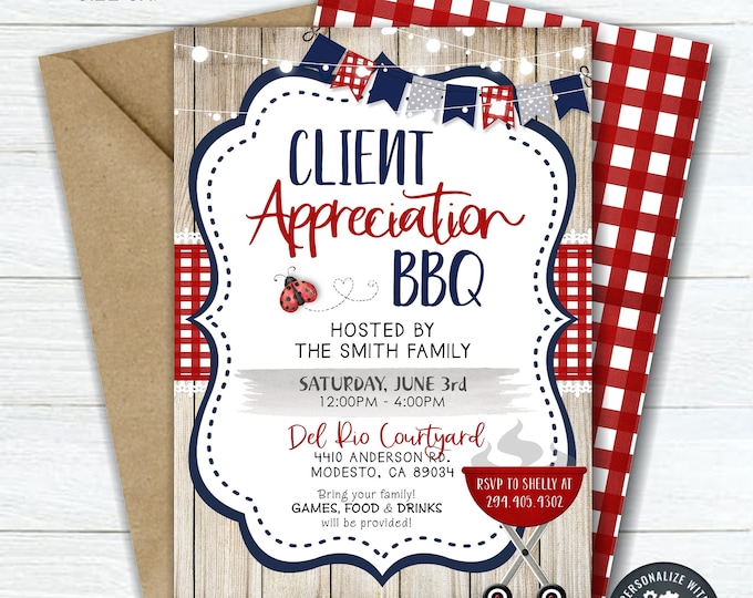 Appreciation BBQ Party Invitation, Customer Client Thank You Event ...