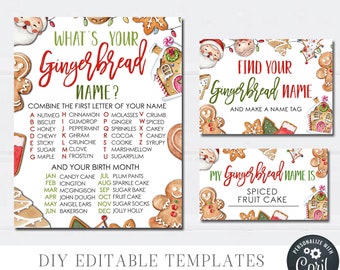 What's Your Gingerbread Name Game With Nametags & Sign - Etsy Canada