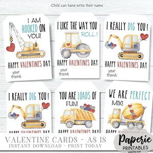 Kid Construction Valentine Tags, Kids Valentine Cards, I Really Dig You ...