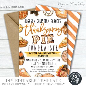 EDITABLE Thanksgiving Pie Fundraising Flyer, Thanksgiving Pie Sale ...